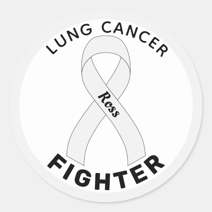 Lung Cancer Fighter Ribbon White Round Sticker | Zazzle