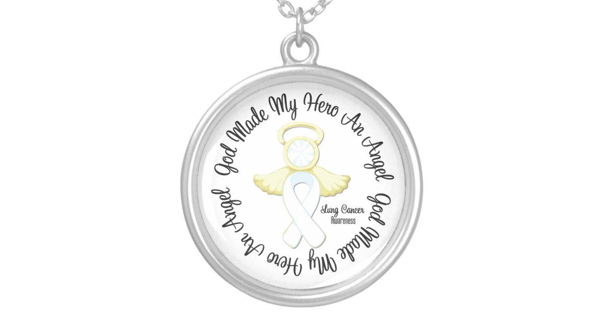Lung Cancer God Made My Hero An Angel Silver Plated Necklace | Zazzle