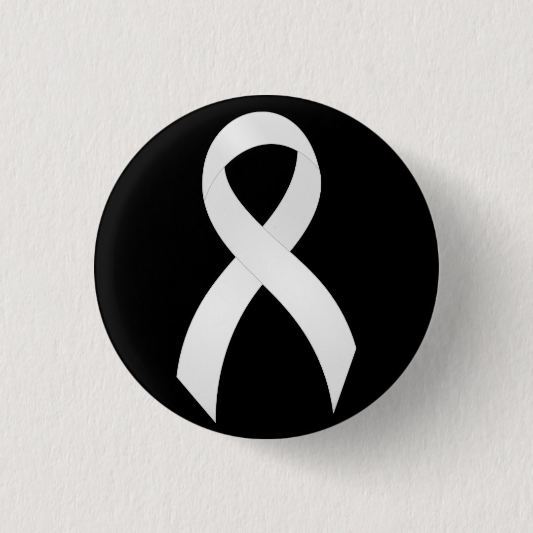 Lung Cancer White Ribbon Pinback Button | Zazzle