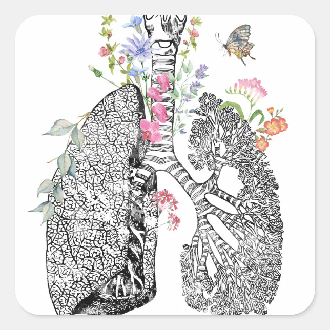 Lungs Art Square Sticker | Zazzle