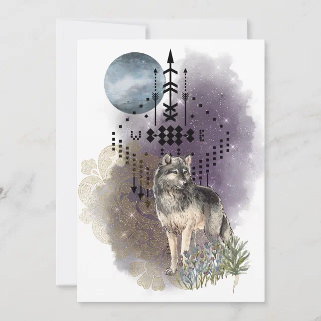 Lupercalia Wolf Moon Magick Arrows & Stars Holiday Card | Zazzle