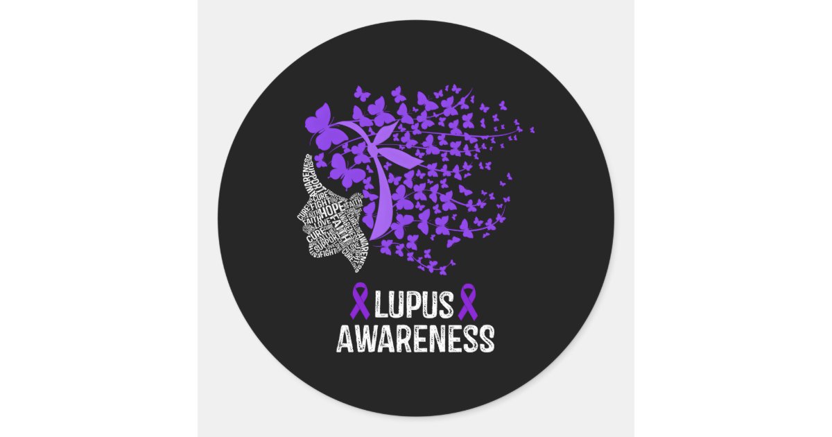 Lupus Awareness Lupus Purple Butterflies Classic Round Sticker | Zazzle