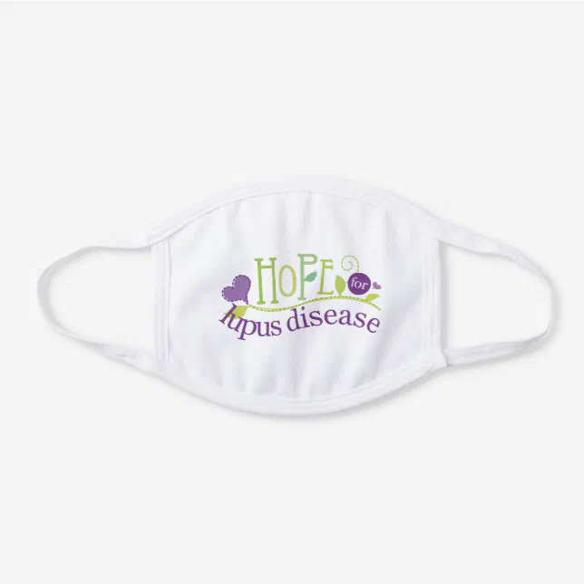 Lupus Disease Awareness Hope White Cotton Face Mask | Zazzle