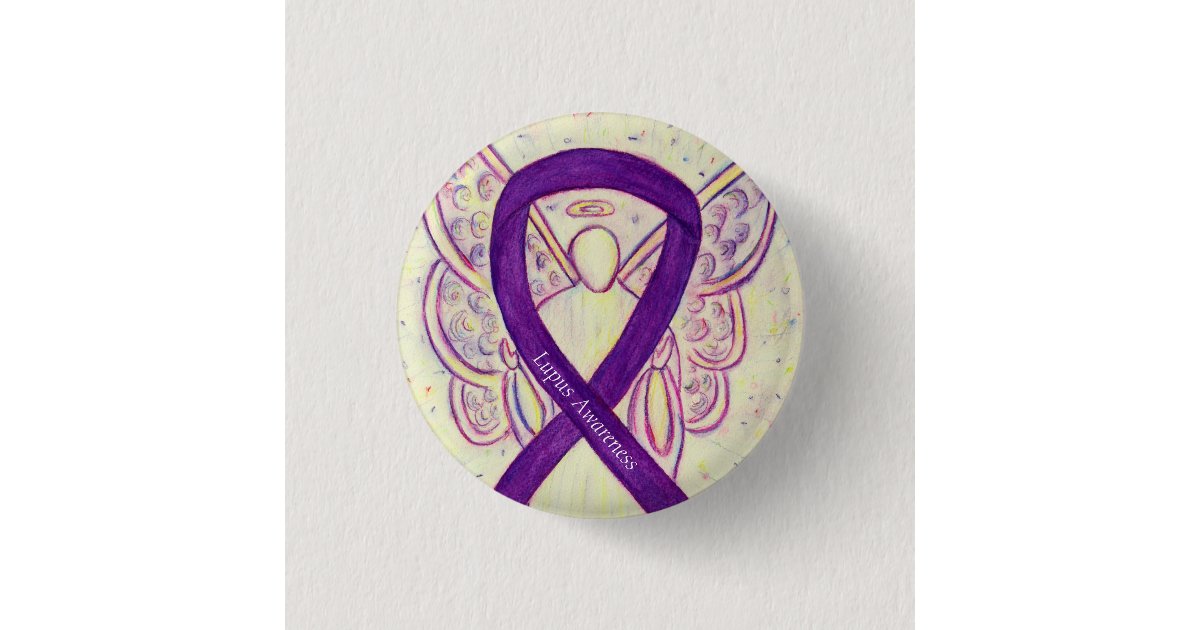 Lupus Purple Awareness Ribbon Angel Custom Art Pin | Zazzle.com