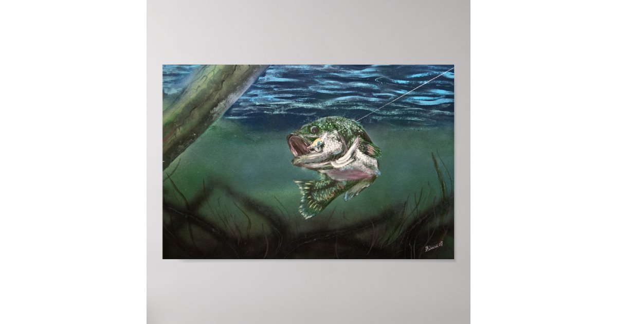 Lured In Fishing Largemouth Bass Poster | Zazzle
