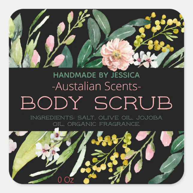 Lush Australian Floral Bath Body Scrub Butter Soap Square Sticker | Zazzle