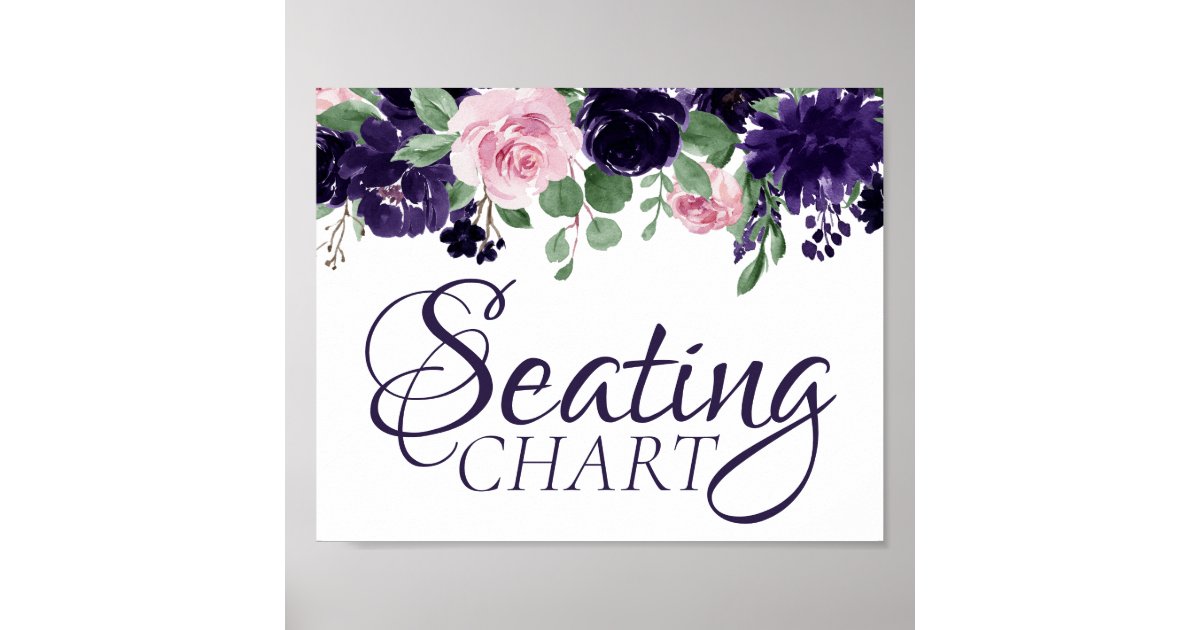 Lush Blossoms | Purple and Pink Seating Chart Sign | Zazzle