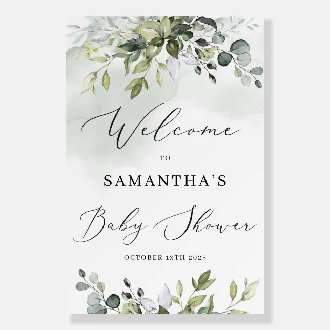 Lush botanical greenery foliage eucalyptus sign | Zazzle