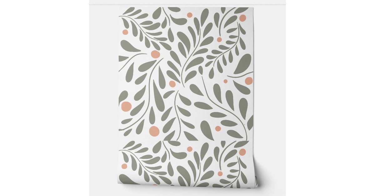 Lush Botanical sage green leaves Pattern Wallpaper Wallpaper | Zazzle