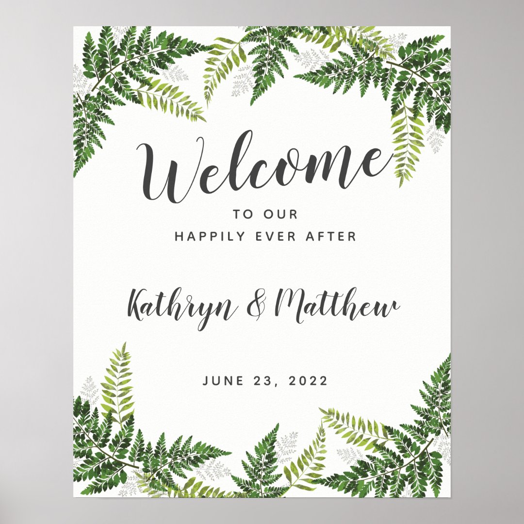 Lush Fern Tropical Botanical Wedding Welcome Sign | Zazzle