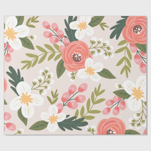 Lush Florals Blush Pink Pattern Wrapping Paper | Zazzle