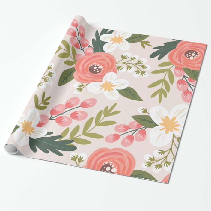 Lush Florals Blush Pink Pattern Wrapping Paper | Zazzle.com