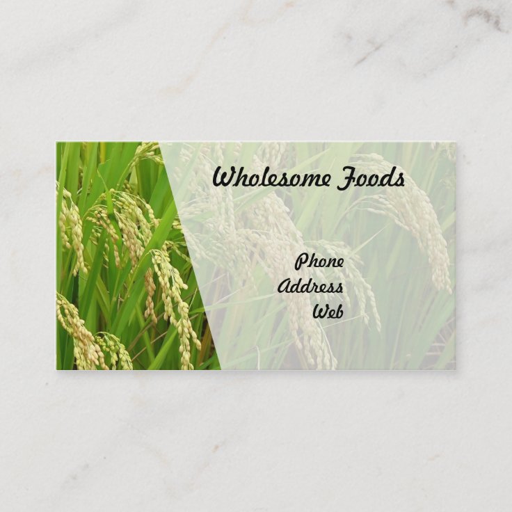 Lush Green Rice Field Ready for Harvest Business Card | Zazzle