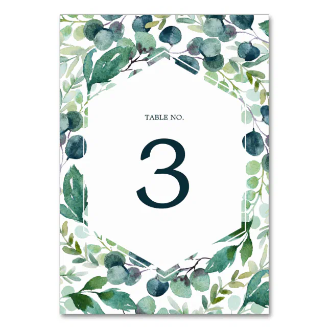 Lush Greenery and Eucalyptus Table Number | Zazzle