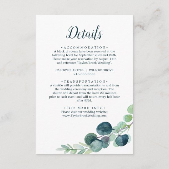 Lush Greenery & Eucalyptus Details Enclosure Card | Zazzle.com