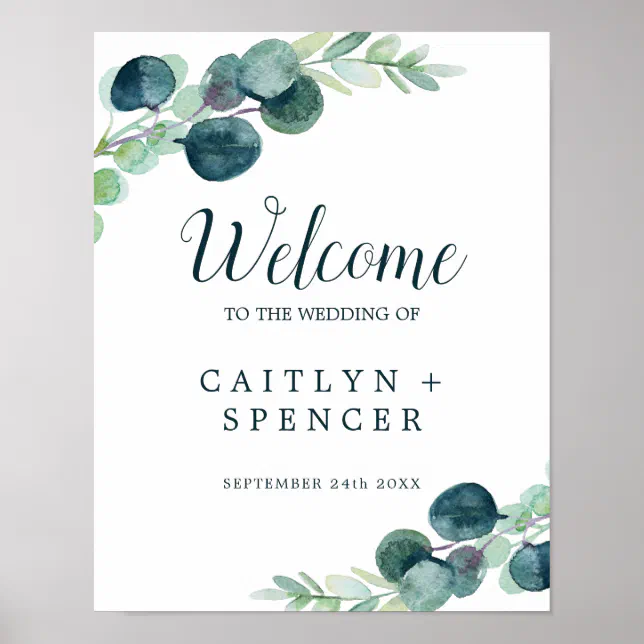 Lush Greenery & Eucalyptus Welcome Wedding Poster | Zazzle