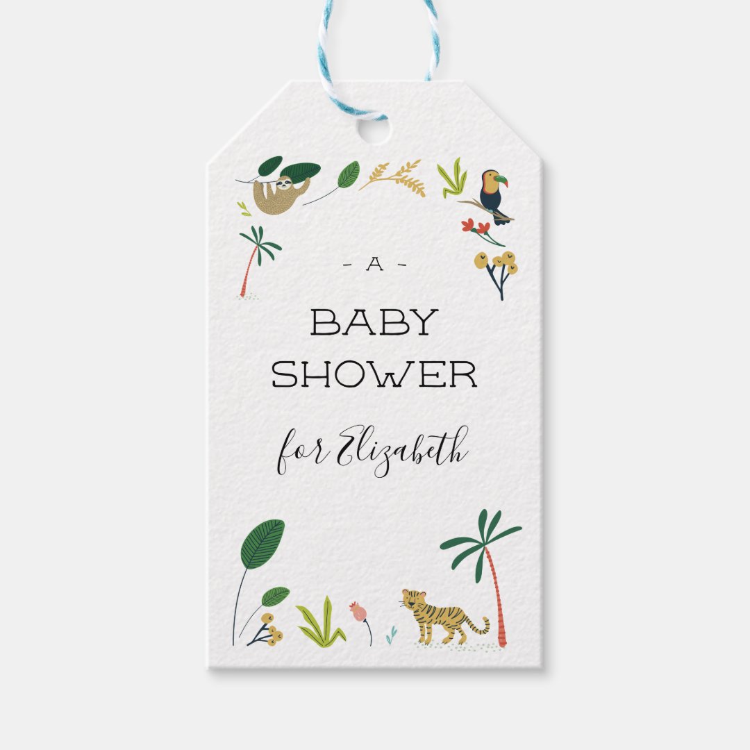 Lush Jungle Baby Shower Gift Tags | Zazzle