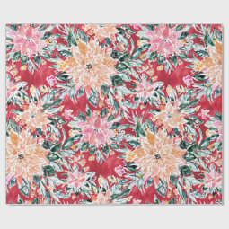 LUSH POINSETTIAS Christmas Wrapping Paper | Zazzle