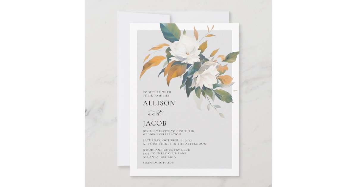 Lush White Floral Wedding Invitation | Zazzle