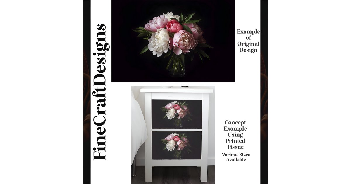 Lush White Pink Peony Floral Bouquet G9 Decoupage Tissue Paper | Zazzle