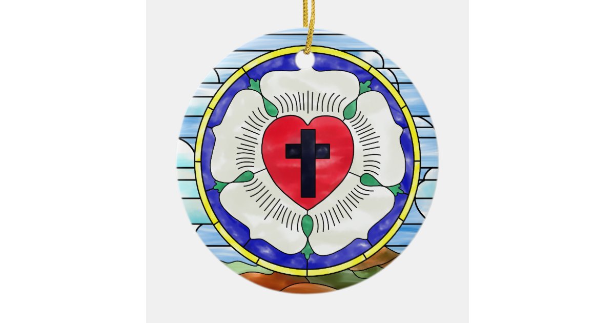 Luther Rose Stained Glass Window Ceramic Ornament | Zazzle
