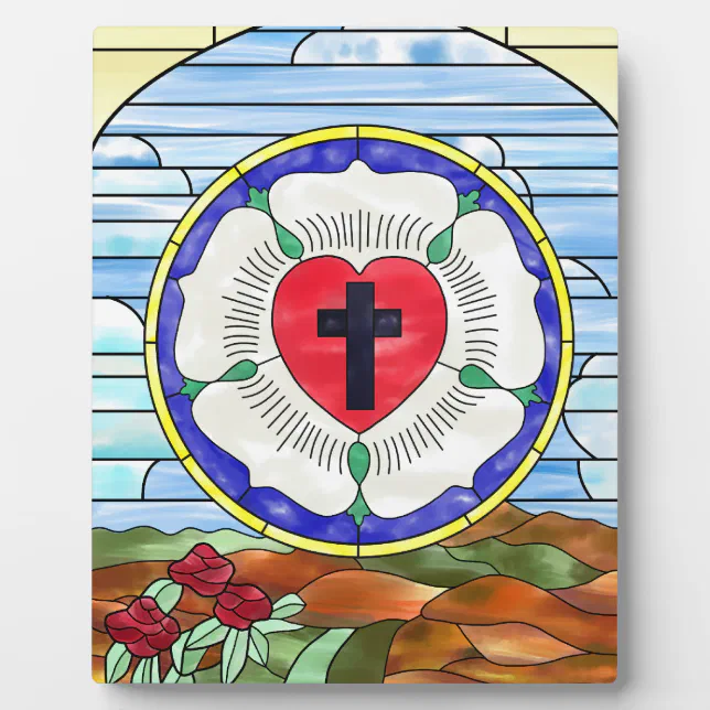 Luther Rose Stained Glass Window Plaque | Zazzle