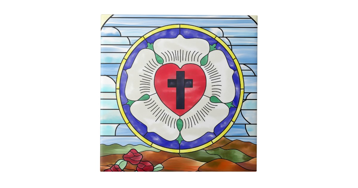 Luther Rose Stained Glass Window Tile | Zazzle
