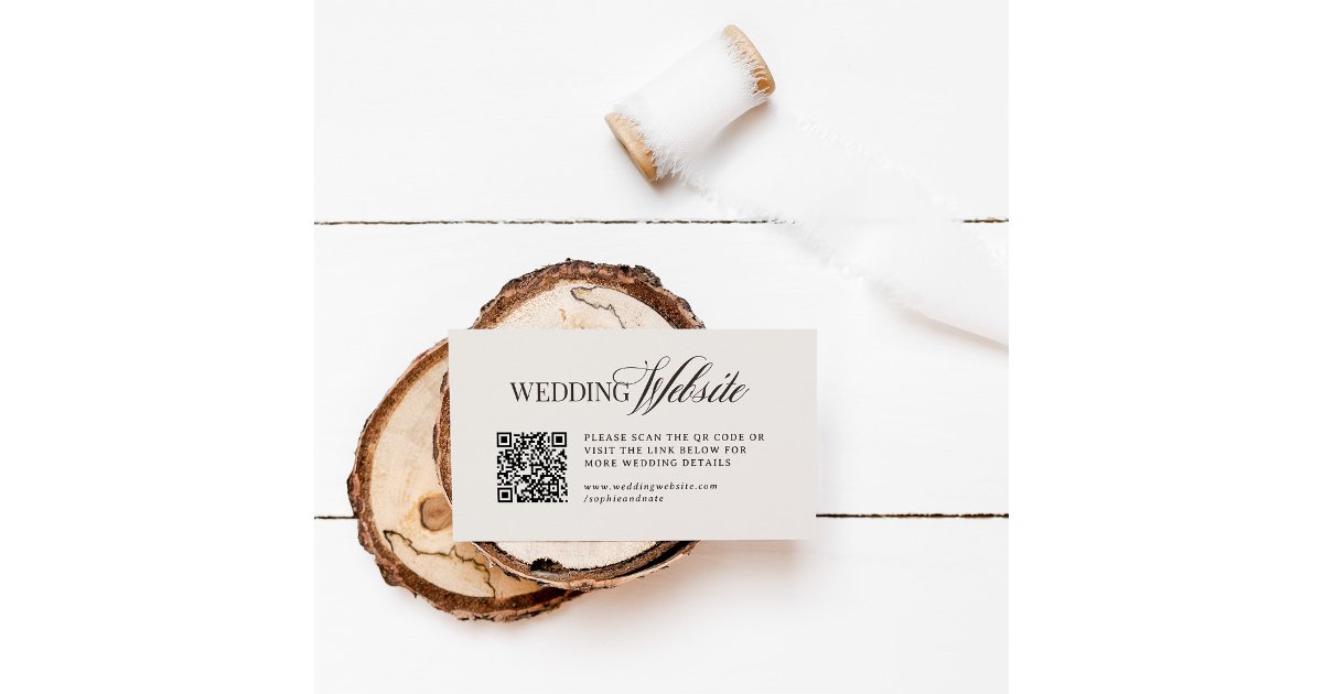 Luxe Brown and Ivory | Wedding Website QR Code Enclosure Card | Zazzle