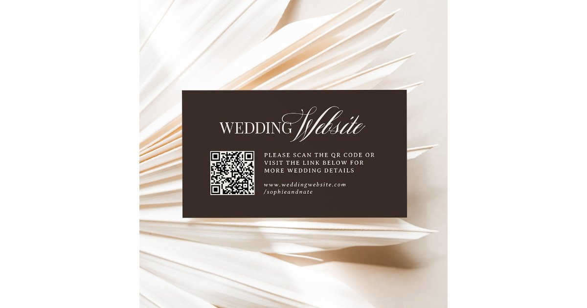 Luxe Brown | Wedding Website QR Code Enclosure Card | Zazzle