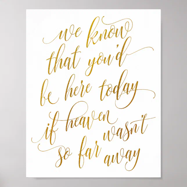 Luxe Calligraphy In Memory Sign (Faux Foil) | Zazzle