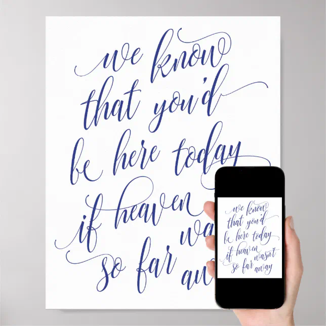 Luxe Calligraphy In Memory Sign (Royal Blue) | Zazzle