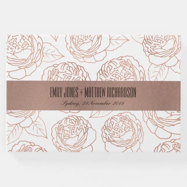 Luxe Elegant Blush Pink Rose Gold Floral Wedding Guest Book Zazzle