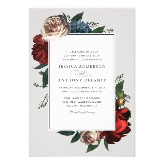 Luxe Elegant Floral Wedding Invitation | Zazzle.com