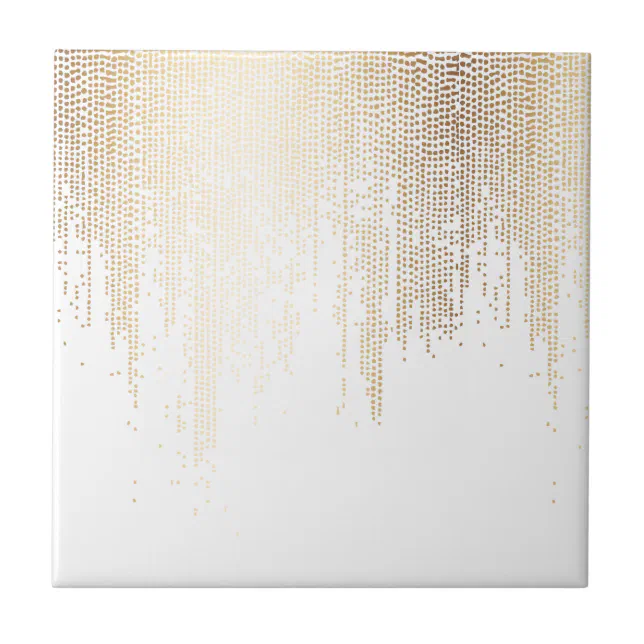 Luxe Faux Gold Confetti Rain Ceramic Tile | Zazzle
