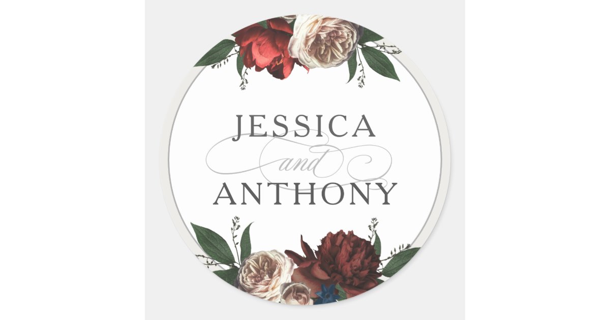 Luxe Floral Bouquets Elegant Wedding Classic Round Sticker | Zazzle