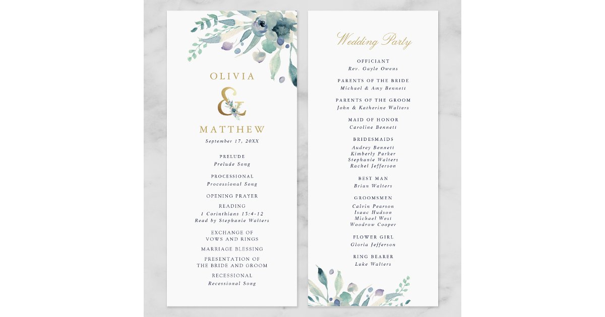 Luxe Floral Wedding Ceremony Program | Zazzle