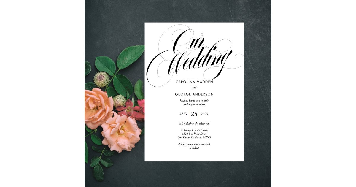 Luxe Headline Wedding Invitation | Zazzle