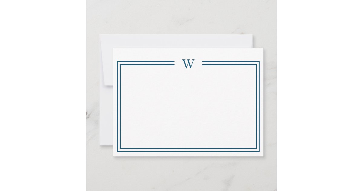 Luxe Initial Personal Stationery Teal Note Card | Zazzle