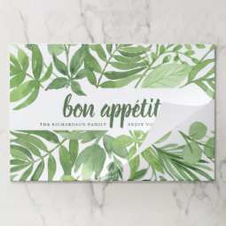 Luxe Leaves | Green Botanical Frame Bon Appetit Paper Placemat | Zazzle