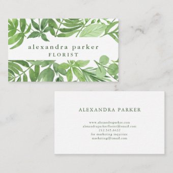 Luxe Leaves | Green Botanical Frame Business Card | Zazzle