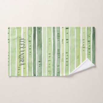 Luxe Leaves | Green Botanicals and Monogram Bath Towel Set | Zazzle