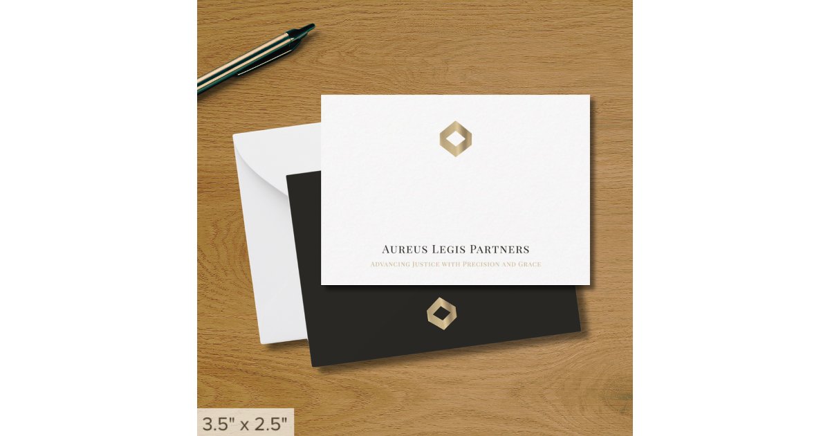 Luxe Logo Business Note Card | Zazzle