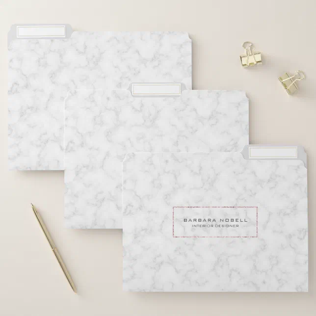 Luxe Marble Luxury Rose Gold Designer File Folder | Zazzle