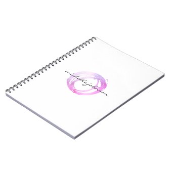 Luxe Pink Painted Circle Designer Logo Notebook | Zazzle