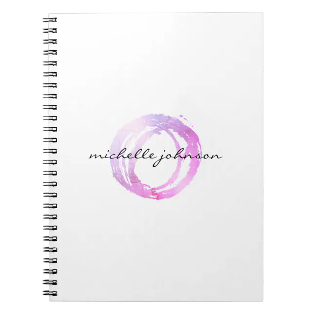 Luxe Pink Painted Circle Designer Logo Notebook | Zazzle