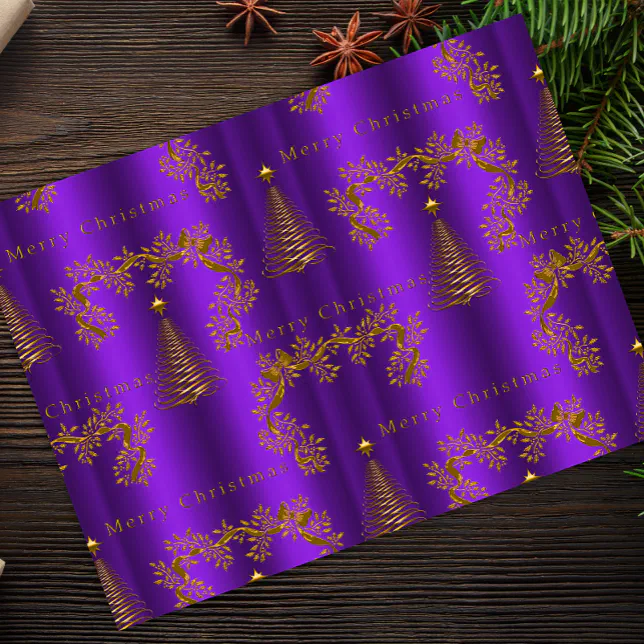 Luxe Purple and Gold Christmas Tissue Paper | Zazzle