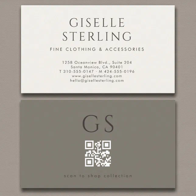 Luxe QR Code Luxury Boutique Fashion Business Card | Zazzle