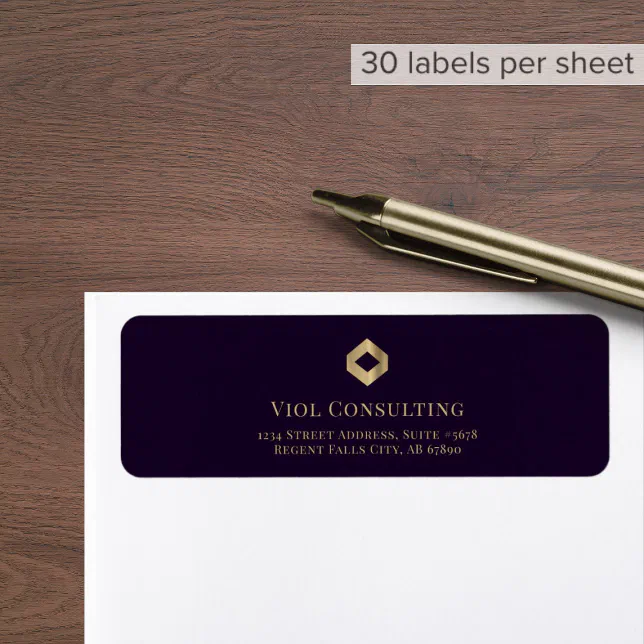 Luxe Return Address Labels Gold Diamond Logo | Zazzle