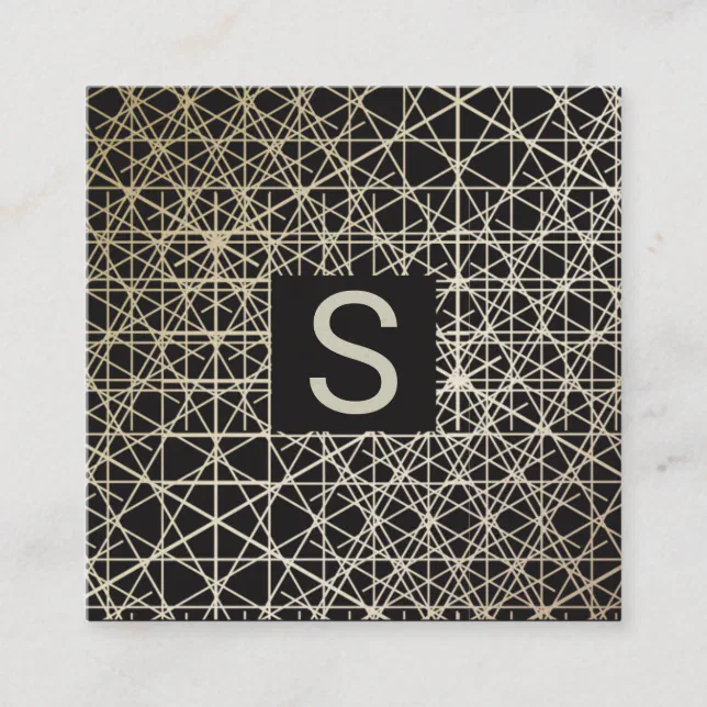 LUXE Silver Gold Minimalist Geometric Pattern Square Business Card | Zazzle