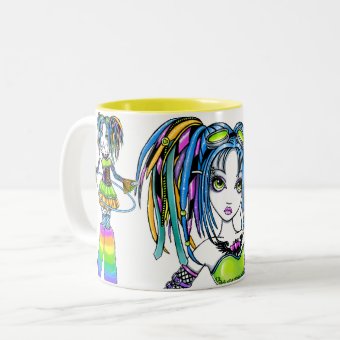 "Luxie" Rainbow Cyber Goth Hula Hoop Fae Mug | Zazzle